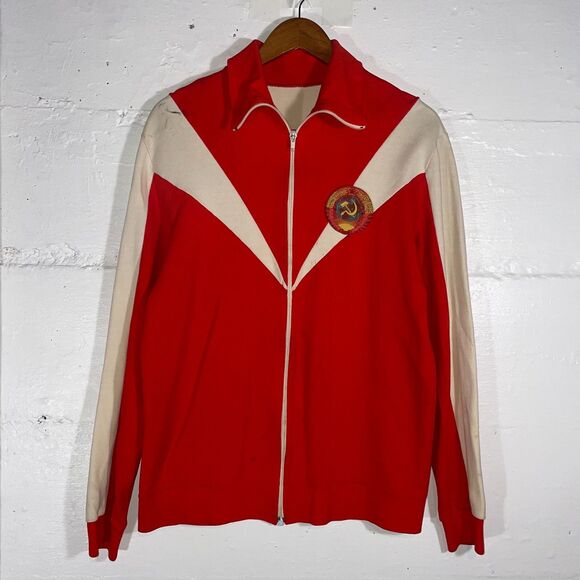 Red Jacket | Jackets & Coats | Vintage Ussr Cccp Track Jacket Red White ...